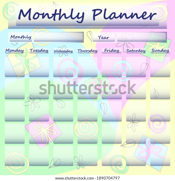 Monthly Planner Template Schedule Organizer Vector Stock Vector ...