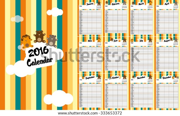 Monthly Planning Calendar Cartoon Stock Vector (Royalty Free) 333653372 ...