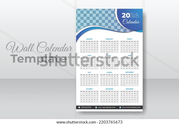 Monthly Wall Calendar Design Template 2024 Stock Vector (Royalty Free ...
