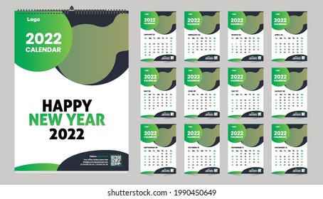 Monthly Wall Calendar Template Design 2022 Stock Vector (Royalty Free ...