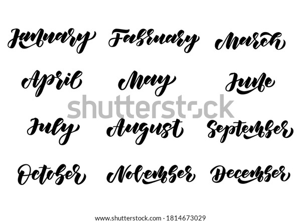 Months Hand Drawn Lettering All Months Stock Vector (Royalty Free ...