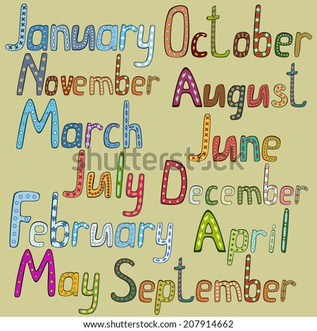 Months Year Abstract Font Stock Vector (Royalty Free) 207914662 ...