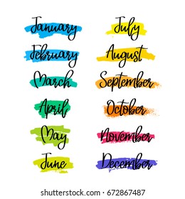 Months Year Calligraphy Lettering Vector Inscription Stock Vector ...