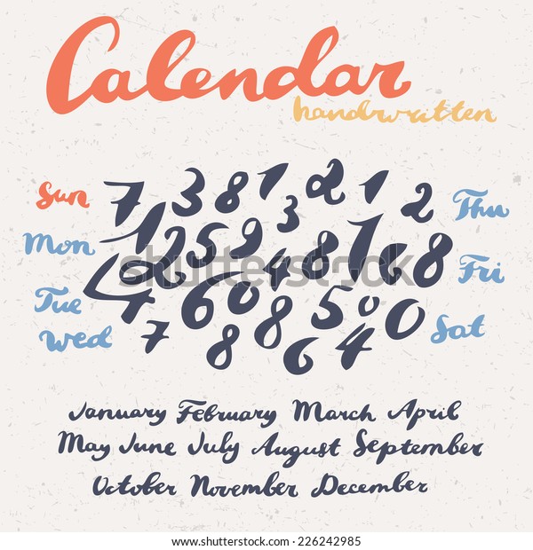 Months Year Days Week Numbers Set Stock Vector (Royalty Free) 226242985 ...