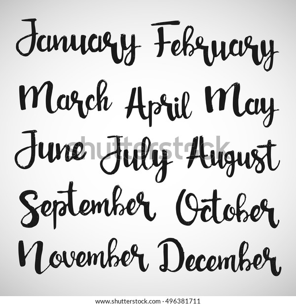 Months Year Handwritten Lettering Set January Stock Vector (Royalty ...