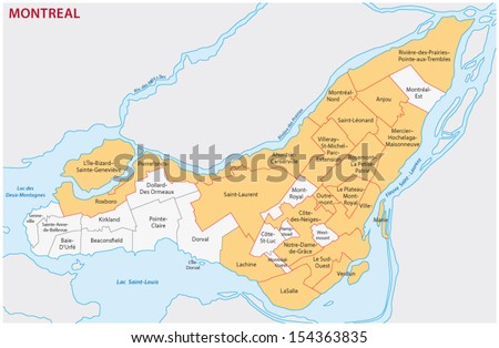 Montreal Administrative Map Stock Vector (Royalty Free) 154363835 ...