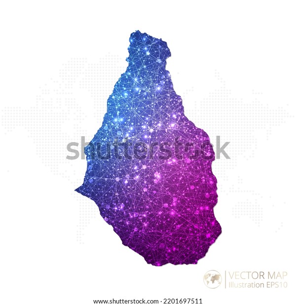 Montserrat Map Geometric Wireframe Blue Purple Stock Vector (Royalty ...