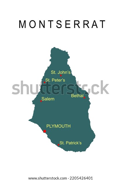 Montserrat Map Vector Silhouette Illustration Isolated Stock Vector ...