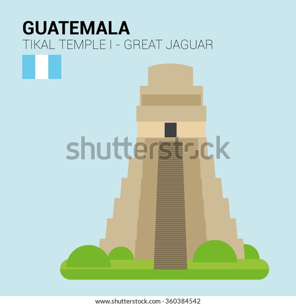 Monumentos y monumentos colección de vectores: Tikal, Gran Templo ...