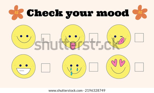Mood Checklist Diary Notebook Hippie Emojis Stock Vector (Royalty Free ...