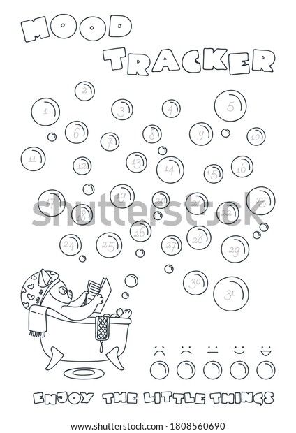 Mood Tracker Printable Mood Tracker Decorated Stock Vector (Royalty ...