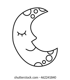 Moon Character Drawn Icon Vector Illustration Stock Vector (Royalty ...