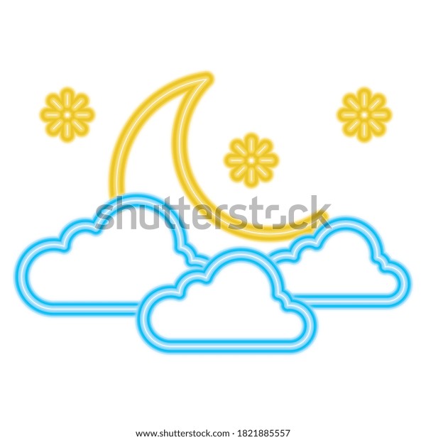 Moon Clouds Stars Night Bedtime Sky Stock Vector (Royalty Free ...