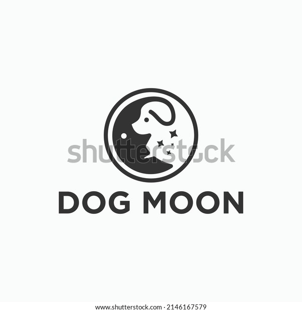 Moon Dog Logo Design Vector Silhouette Stock Vector (Royalty Free ...