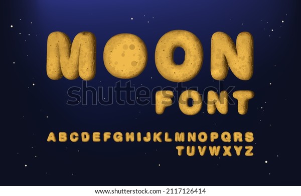 Moon Font On Night Sky Yellow Stock Vector (Royalty Free) 2117126414 ...