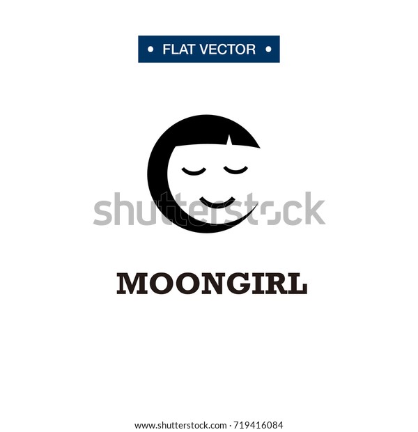 Moon Girl Face Logo Vector Template Stock Vector (Royalty Free ...