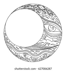 Moon Hand Drawing Vector Zentangle Illustration Stock Vector (Royalty ...