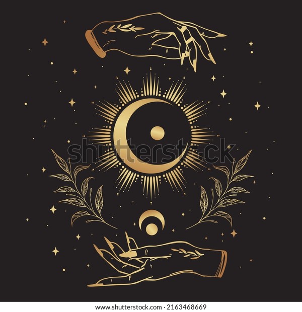 Moon Hand Gold Style Logo Moon 库存矢量图（免版税）2163468669 | Shutterstock