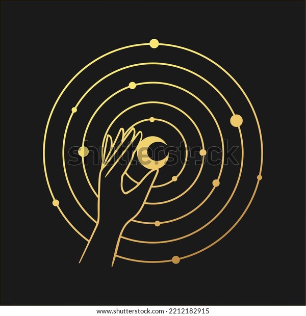 Moon Hand Gold Style Logo Moon Stock Vector (Royalty Free) 2212182915 ...