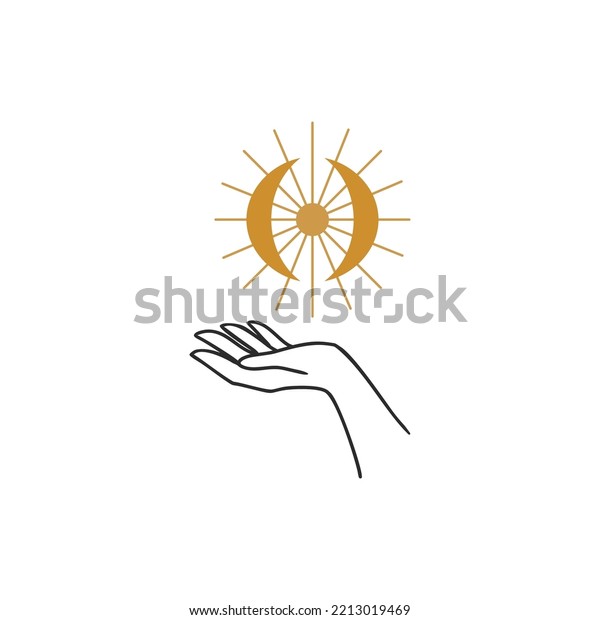 Moon Hands Gold Mystical Logo Vector Stock Vector (Royalty Free ...