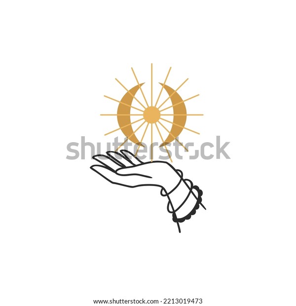 Moon Hands Gold Mystical Logo Vector Stock Vector (Royalty Free ...