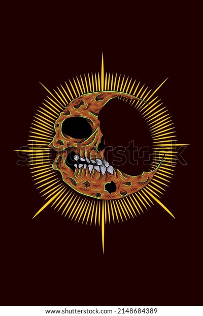Moon Head Skull Vector Illustration Stock Vector (Royalty Free ...