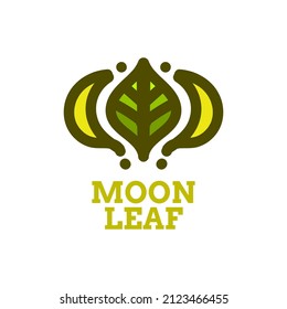 Moon Leaf Nature Logo Concept Design Stock Vector (Royalty Free ...