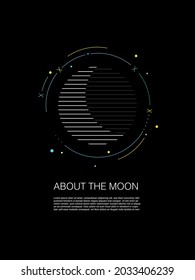 Moon Line Illustration Black Background Stock Vector (Royalty Free ...