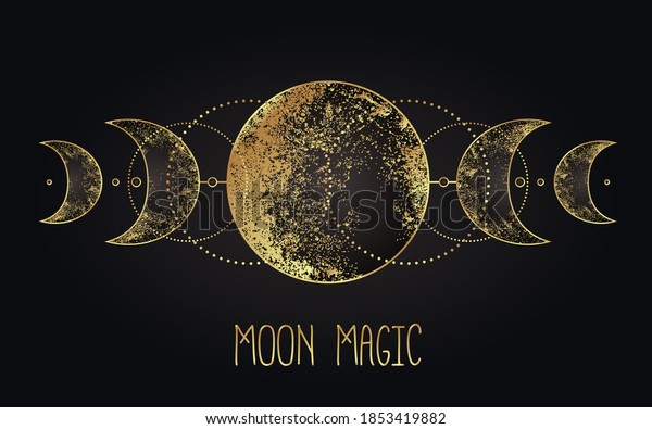 Moon Magic Triple Moon Pagan Wicca Stock Vector (Royalty Free ...