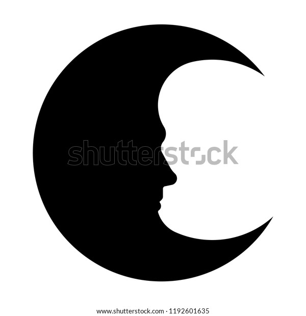Moon Mans Face Silhouette Mans Face Stock Vector (Royalty Free) 1192601635