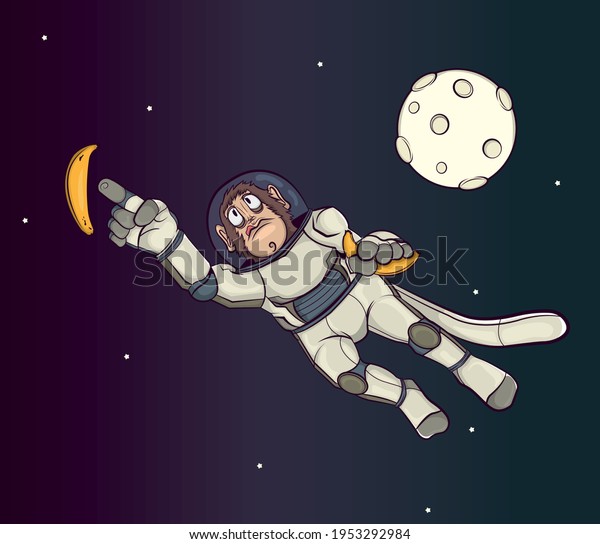Moon Monkey Ilustration Space Vector Stock Vector (Royalty Free ...