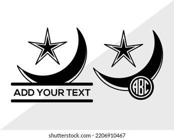 Moon Monogram Svg Printable Vector Illustration Stock Vector (Royalty ...