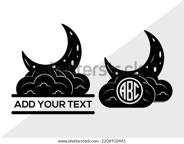 Moon Monogram Svg Printable Vector Illustration Stock Vector (Royalty ...