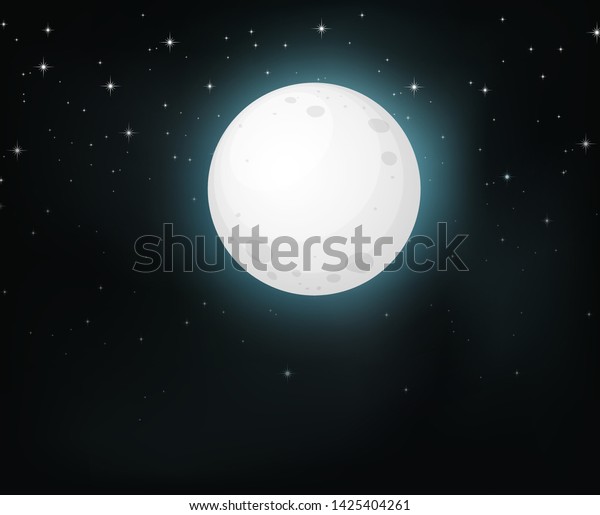 Moon On Dark Sky Illustration Stock Vector (Royalty Free) 1425404261 ...