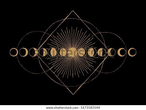 Moon Phases Geometric Occult Scheme Vintage Stock Vector (Royalty Free ...