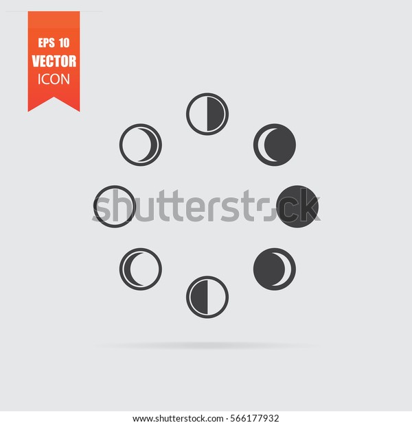 Moon Phases Icon Flat Style Isolated Stock Vector (Royalty Free ...