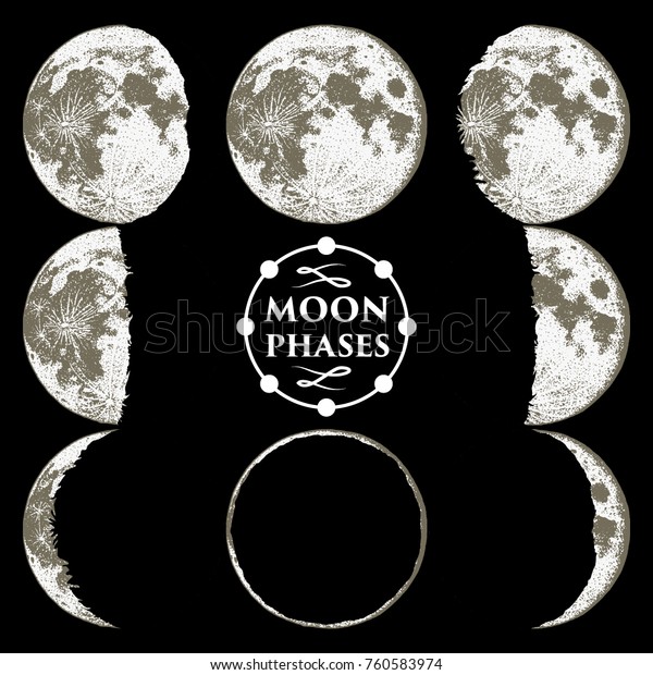 Stock vektor „Moon Phases Planets Solar System Astrology“ (bez ...