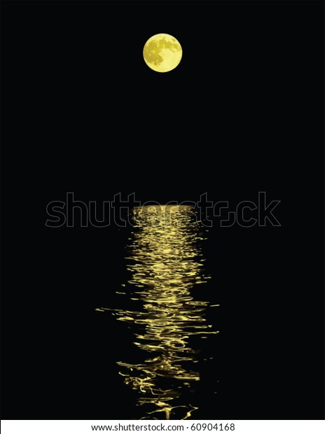 Moon Reflection Over Water Against Black Stock Vector (Royalty Free ...