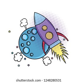 Moon Rocket Pop Art Style Stock Vector (Royalty Free) 1248276826