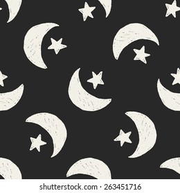 Moon Star Doodle Drawing Seamless Pattern Stock Vector (Royalty Free ...