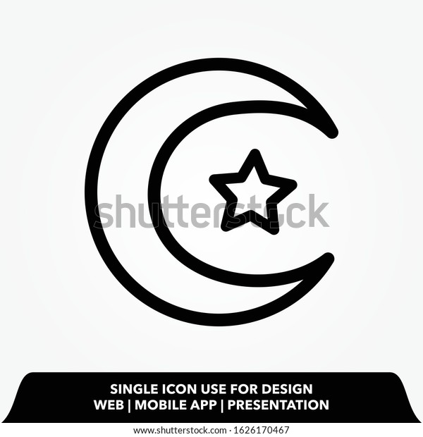 Moon Star Islamic Crescent Simple Vector Stock Vector (Royalty Free ...