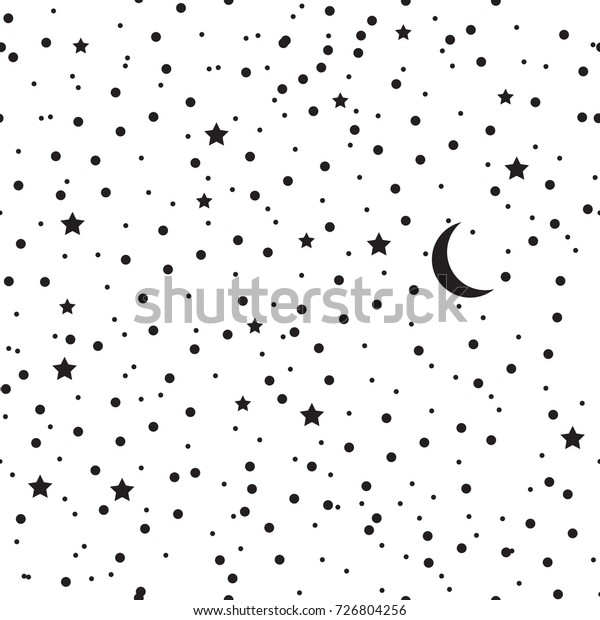Moon Stars Black White Vector Illustration Stock Vector (Royalty Free ...