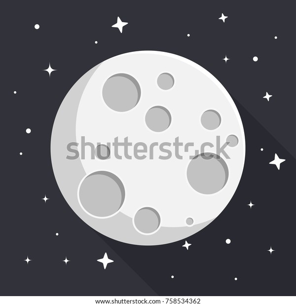 Moon Stars Flat Design Icon Stock Vector (Royalty Free) 758534362