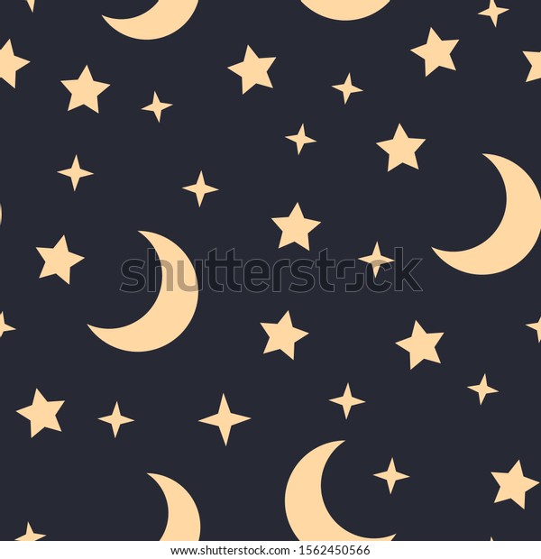 Moon Stars Seamless Pattern Sky Texture Stock Vector (Royalty Free ...