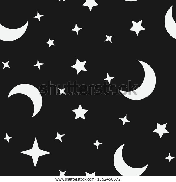 Moon Stars Seamless Pattern Sky Texture Stock Vector (Royalty Free ...