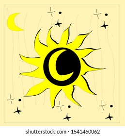 Moon Sun Together Sky Abstract Design Stock Vector (Royalty Free ...