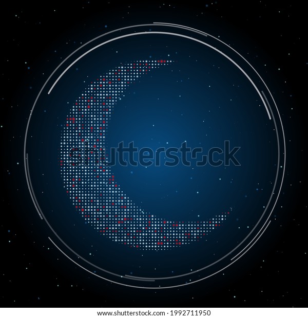 Moon Symbol Filled White Dots Pointillism Stock Vector (Royalty Free ...