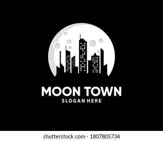 Moon Town Building Architecture Logo Clean Stock Vector (Royalty Free ...