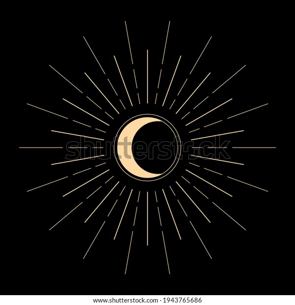 Moon Vintage Style Vector Illustration Line Stock Vector (Royalty Free ...