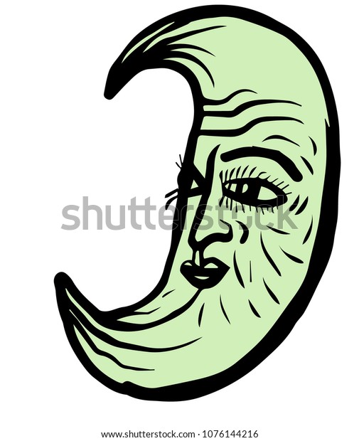 Moon Woman Face Stock Vector (Royalty Free) 1076144216 | Shutterstock